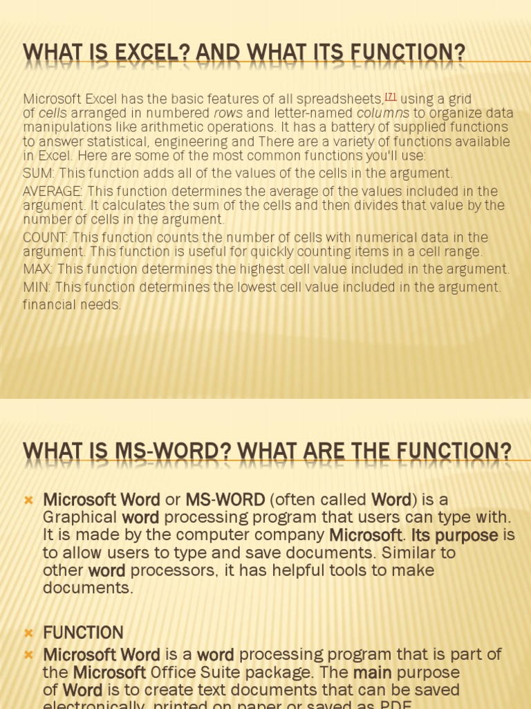 What Is Excel? and What Its Function? | PDF | Packet Switching ...
