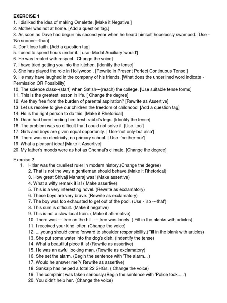 Concise For Exercise Document PDF Syntax Linguistic Typology