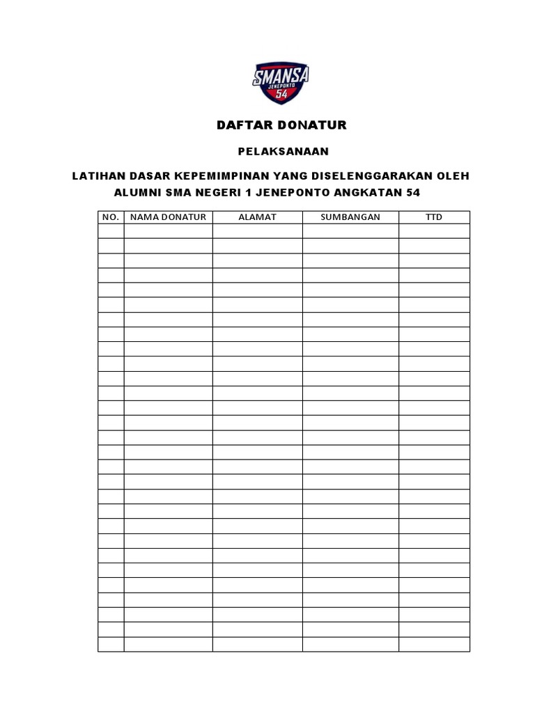 Daftar Pemberi Sumbangan | PDF