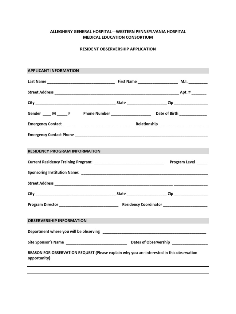 Observership Application | PDF | Patient | Confidentiality