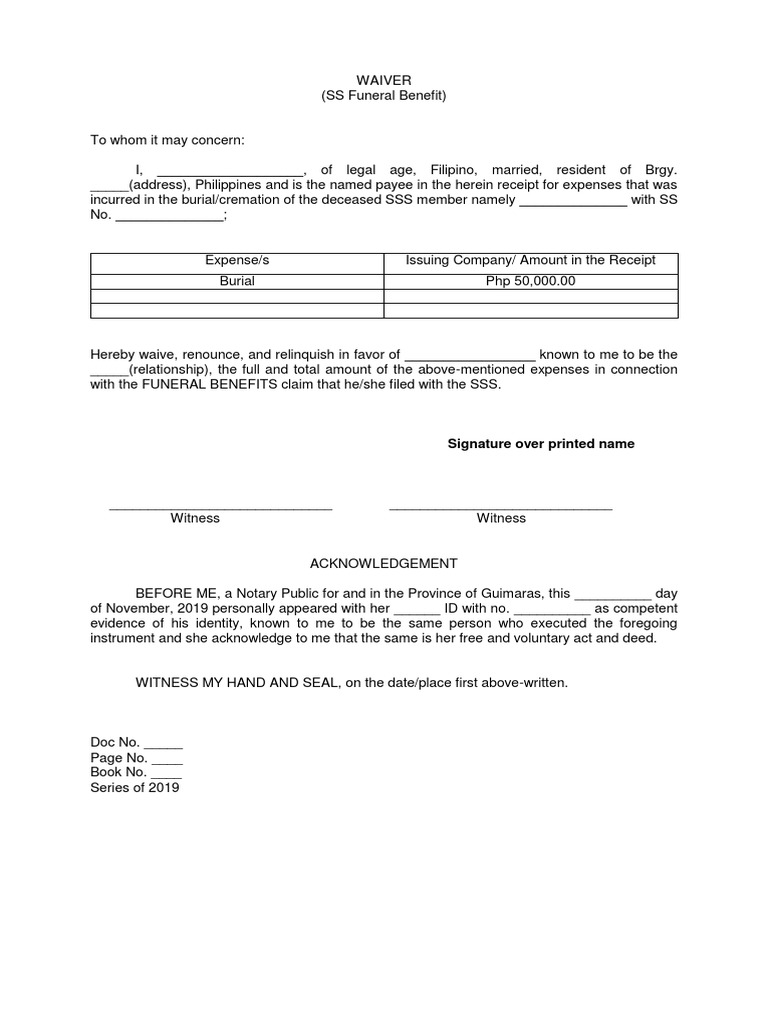 Waiver Ss Burial | PDF