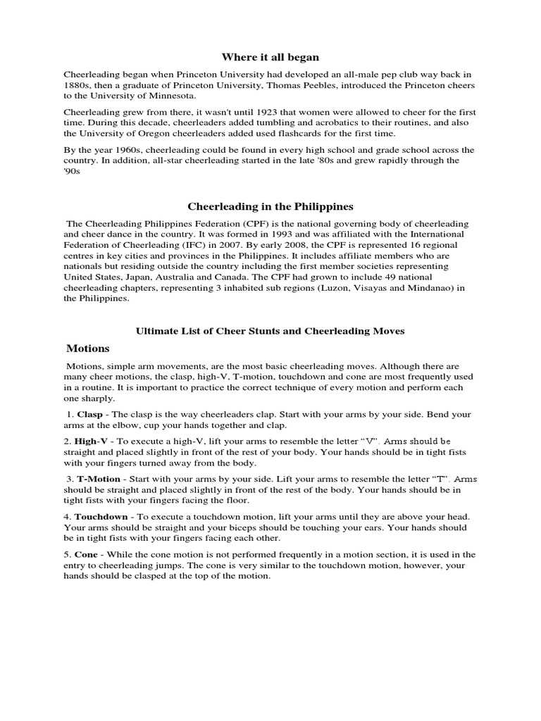 Where It All Began: Ultimate List of Cheer Stunts and Cheerleading ...