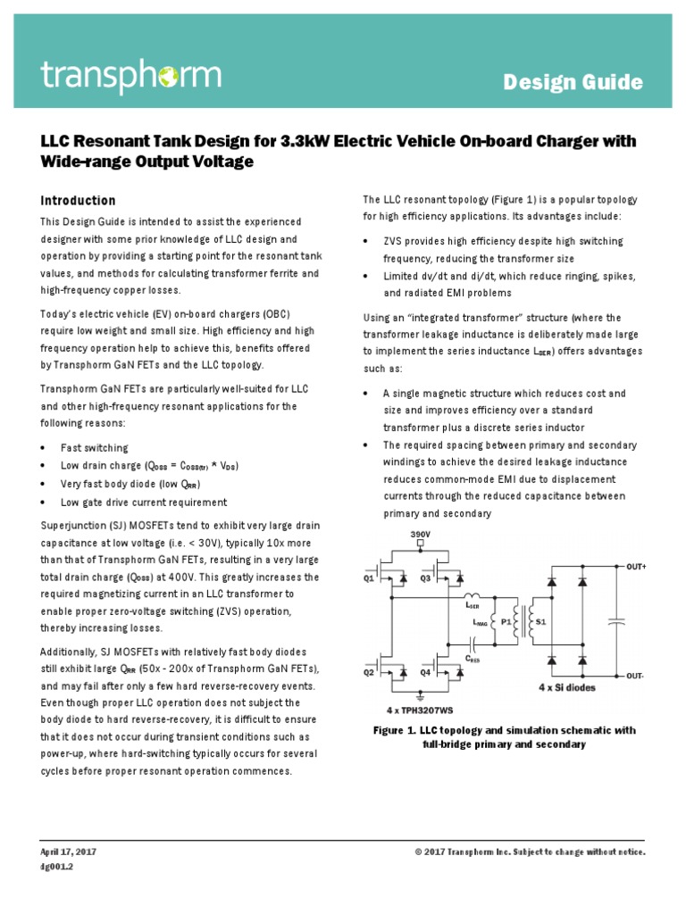 Design Guide LLC Resonant Tank Design 3 3kw Ev Board Charger Obc ...
