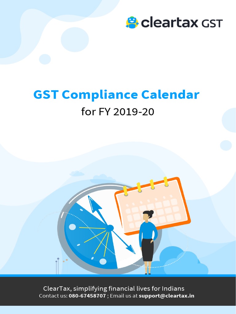 GST Compliance Calendar FY 2019-20 | PDF | Fiscal Year | Taxes