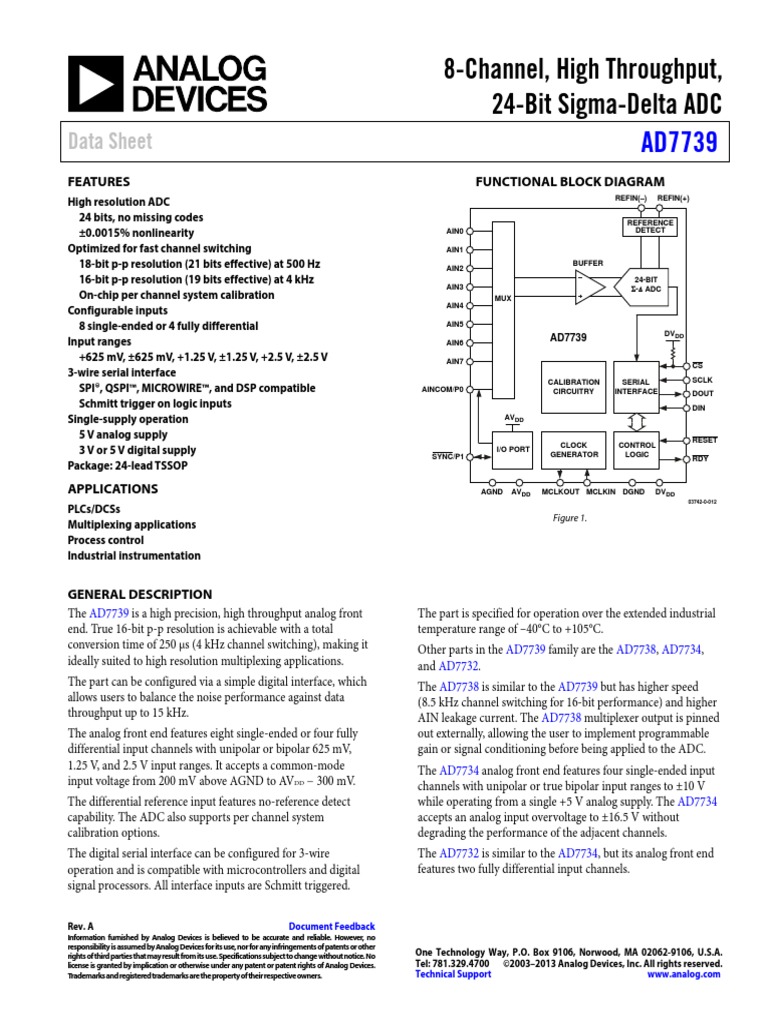 8-Channel, High Throughput, 24-Bit Sigma-Delta ADC: Data Sheet | PDF ...
