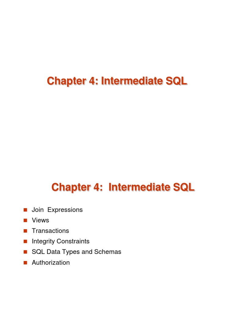 Chapter 4: Intermediate SQL | PDF | Database Index | Database Transaction