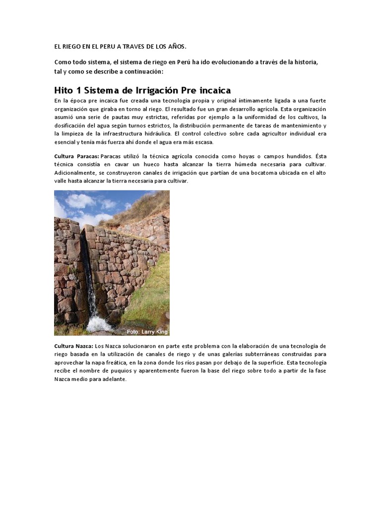 El Riego en El Peru A Traves de Los Años | PDF | Riego | Imperio Inca