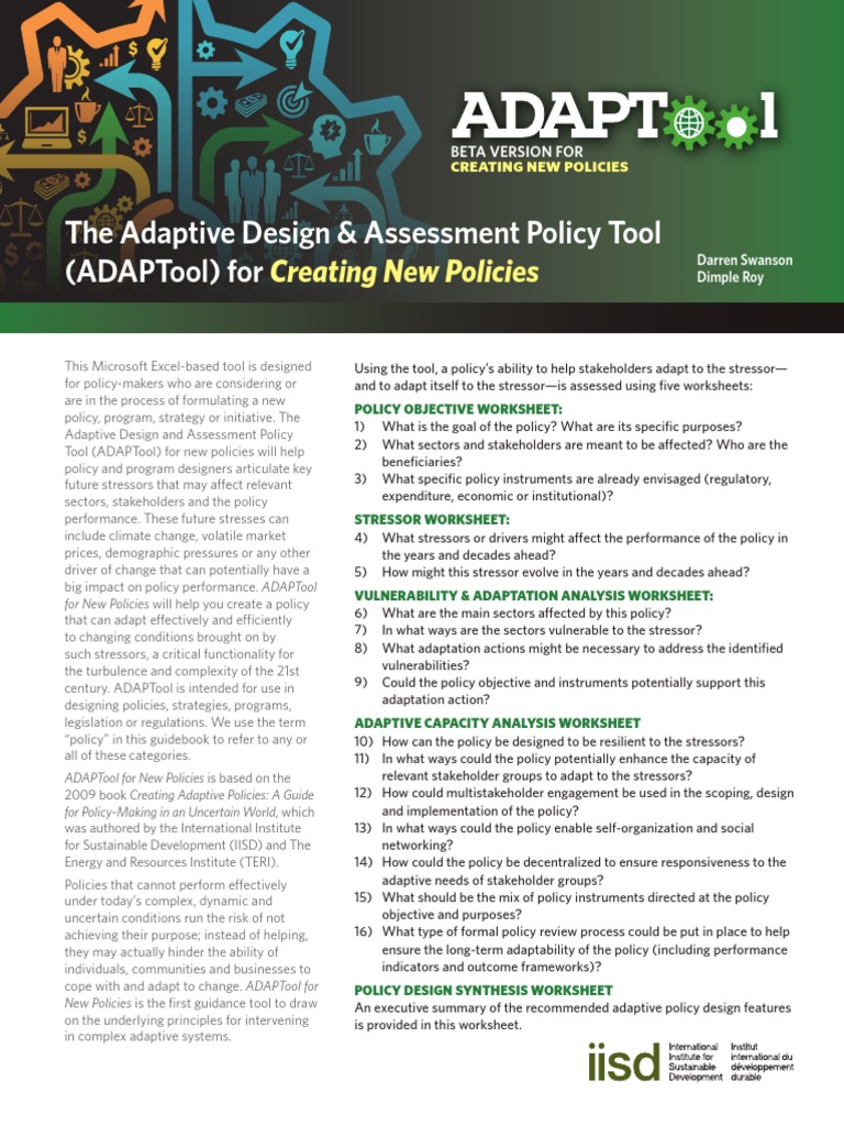 The Adaptive Design & Assessment Policy Tool (Adaptool) For: Creating ...