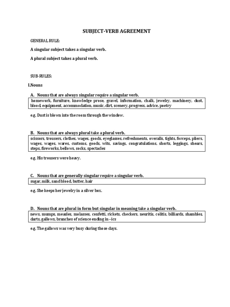 SVA Handout | PDF | Grammatical Number | Pronoun
