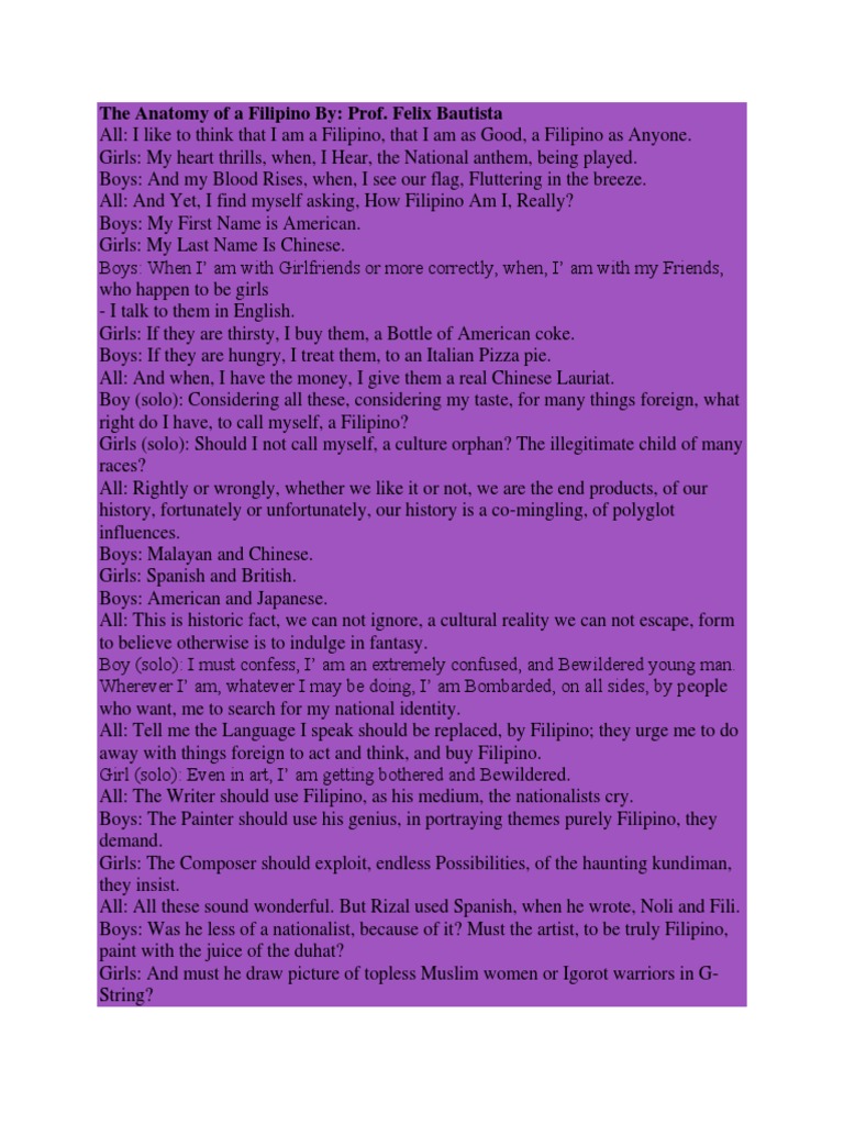 The Anatomy of A Filipino by Prof | PDF | Social Science