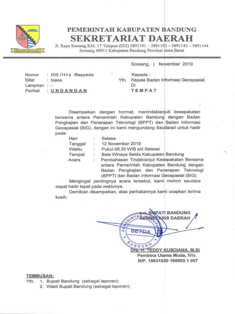 Undangan Bappeda Kab Bandung | PDF