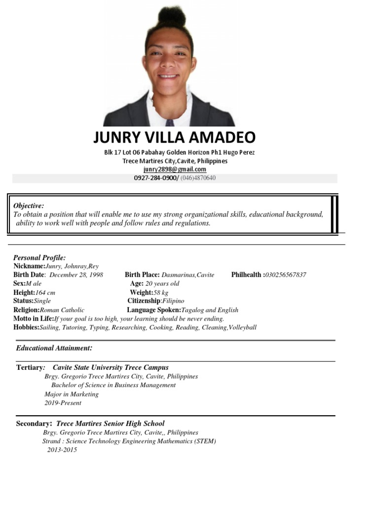 Junry Amadeo Resume Interview | PDF | Philippines | Cognition