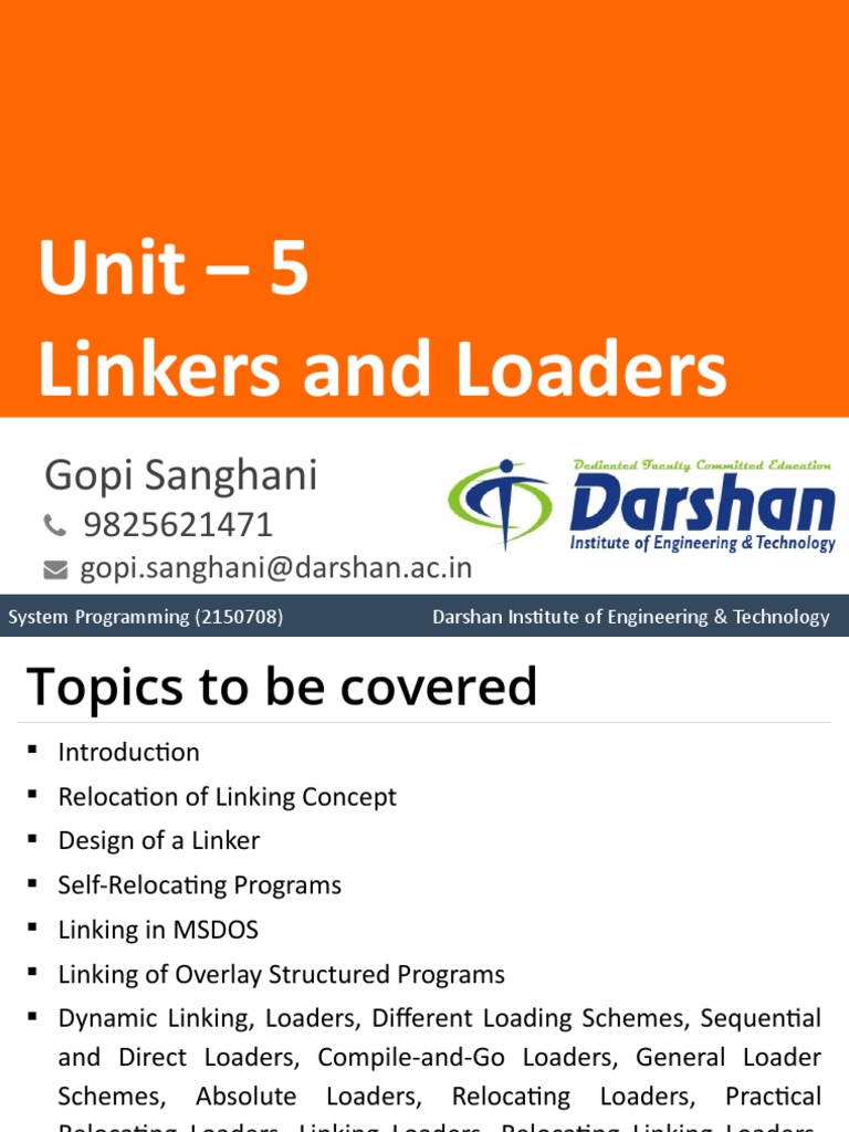Unit - 5 Linkers and Loaders: Gopi Sanghani | PDF | Library (Computing) | Computer Program