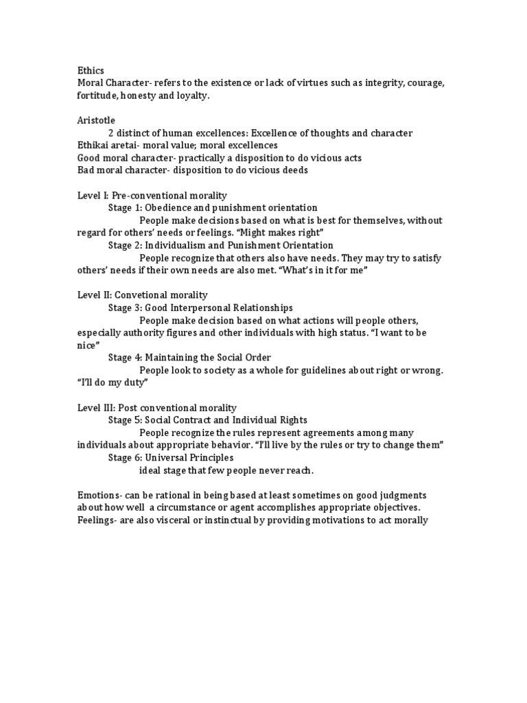 Understanding Moral Character in Ethics | PDF
