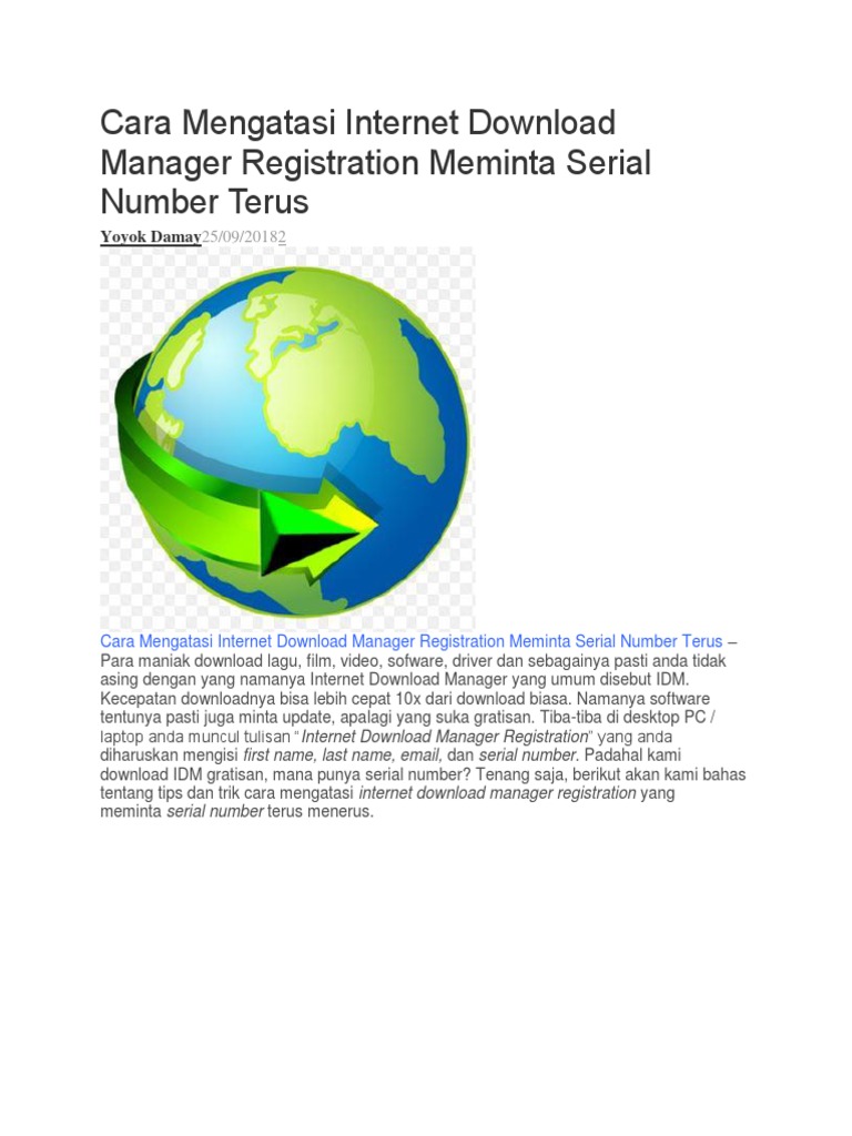 Cara Mengatasi Internet Download Manager Registration Meminta Serial ...