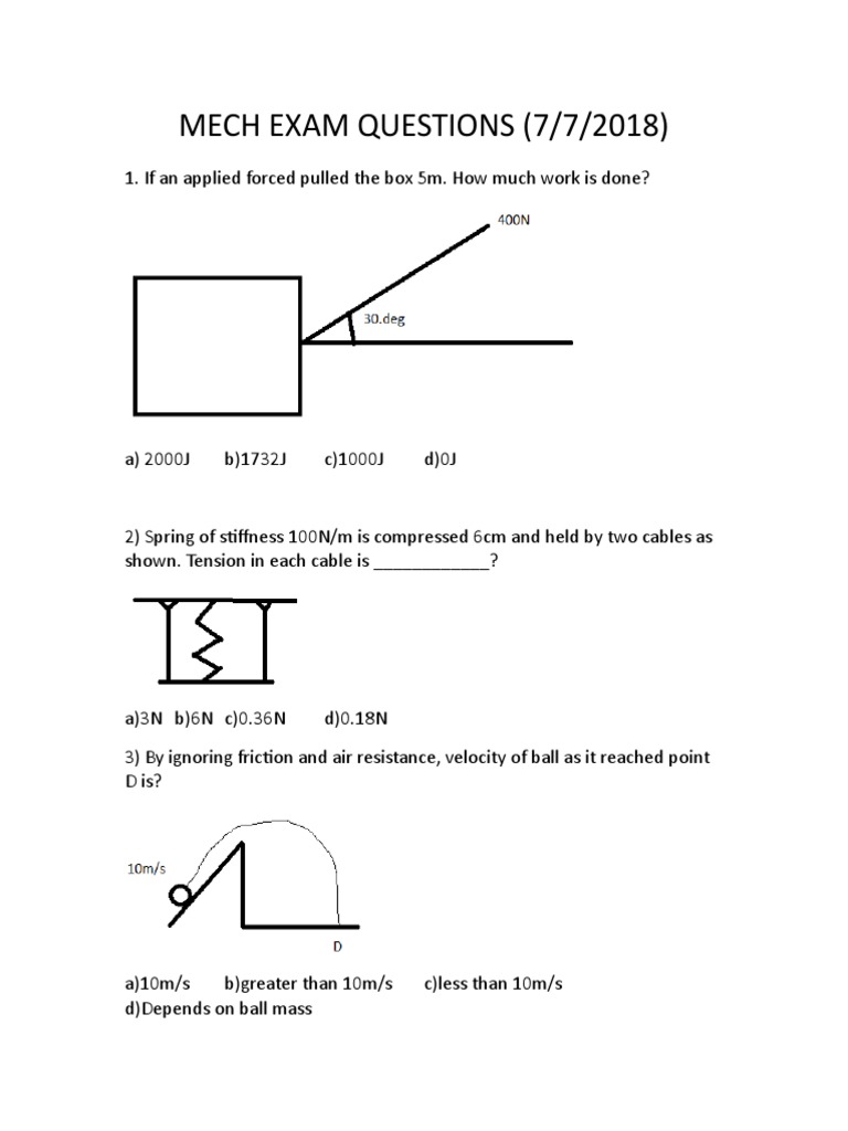 Mechanical Engineering Exam Questions | PDF | Humidity | Continuum ...