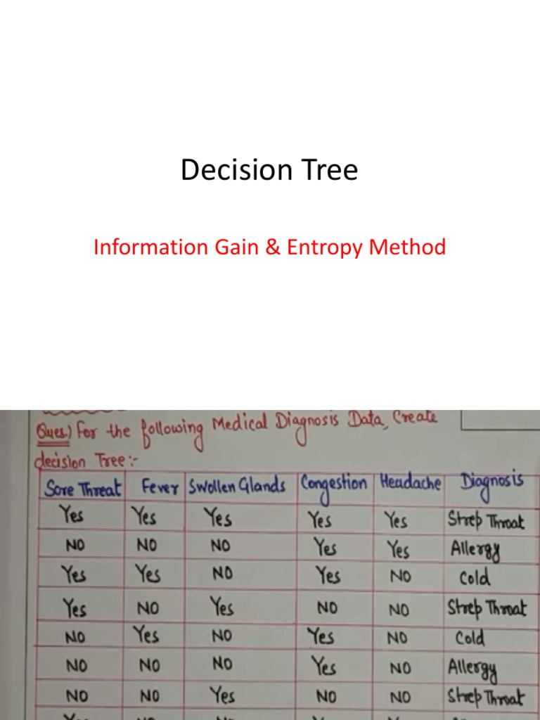 Decision Tree: Information Gain & Entropy Method | PDF
