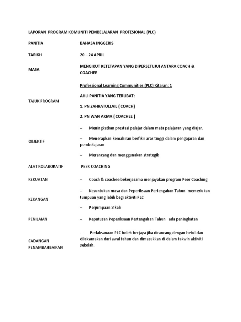 Contoh Laporan PLC | PDF