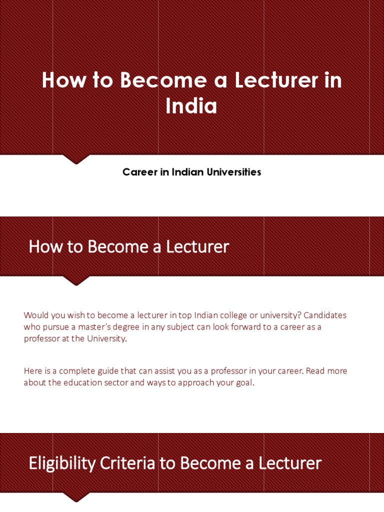 How To Become A Lecturer in Indian Universities | PDF | Lecturer ...