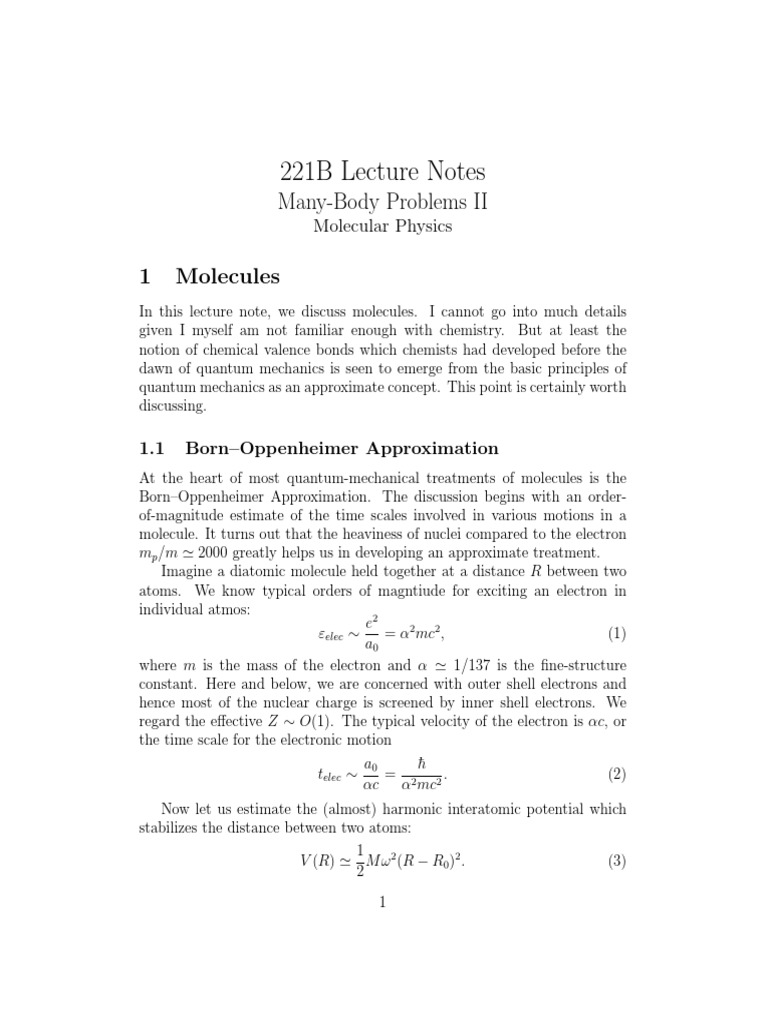 221B Lecture Notes: Many-Body Problems II | PDF | Molecular Orbital ...