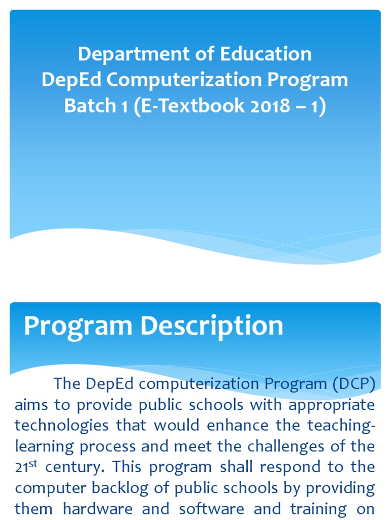 Department of Education Deped Computerization Program Batch 1 (E ...