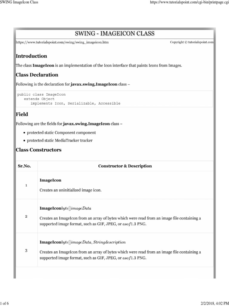 SWING ImageIcon Class | PDF