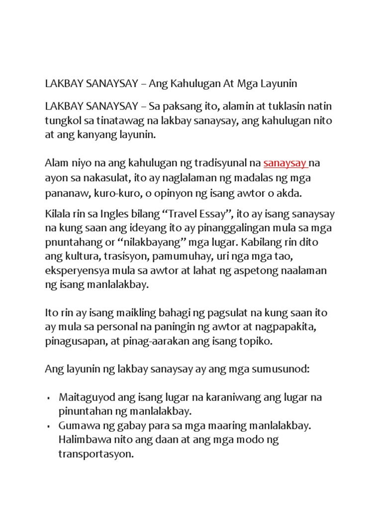 Lakbay Sanaysay | PDF