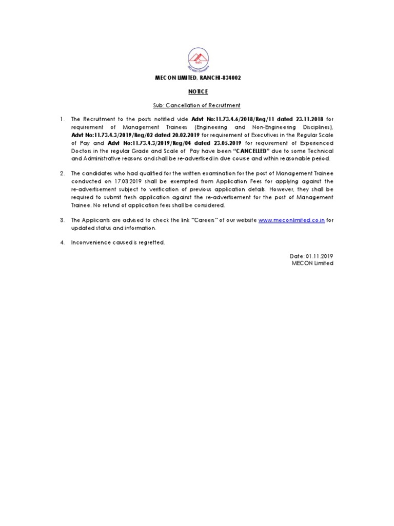 Mecon Limited, Ranchi-834002 Notice: WWW - Meconlimited.co - in | PDF