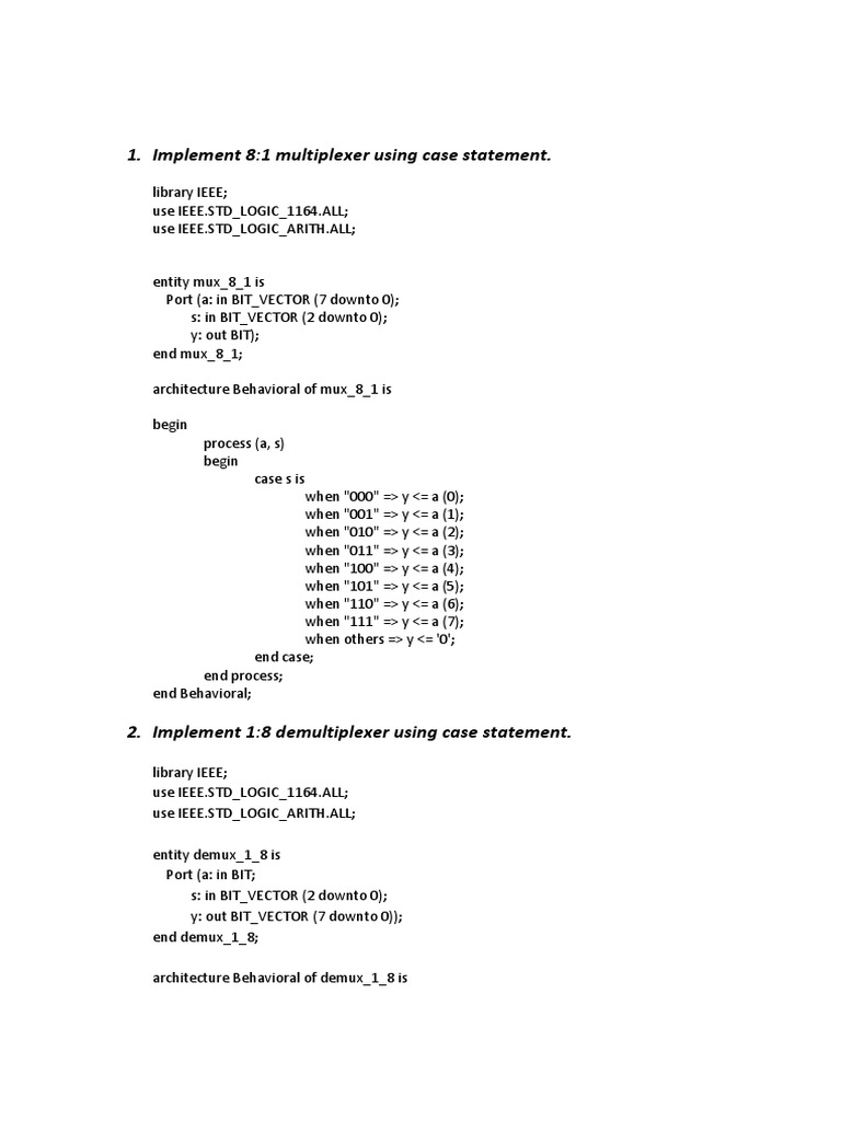 VHDL Assignment 1 | PDF | Vhdl | Areas Of Computer Science