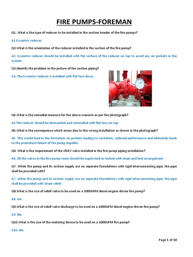 Interview Question and Answers For Fire Pump Foreman | PDF | Pump | Valve