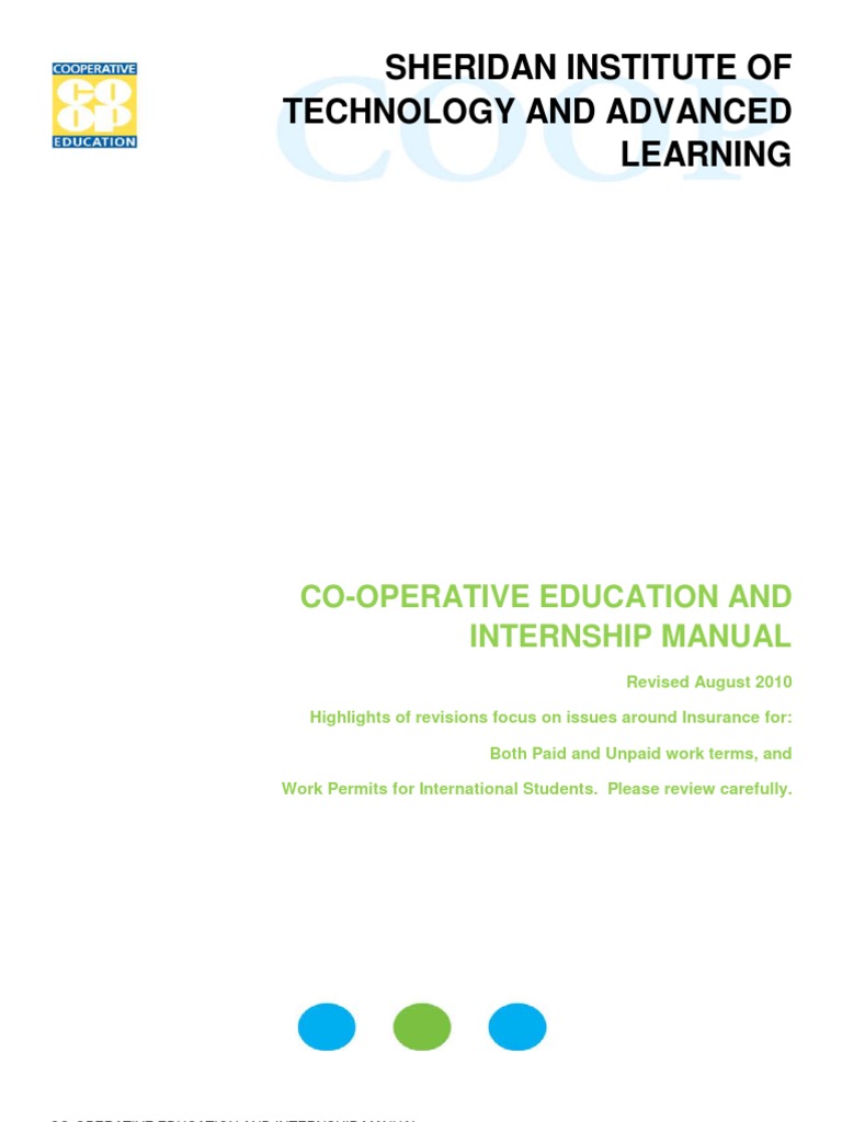 Co-op and Internship Manual Overview | PDF | Internship | Job Hunting