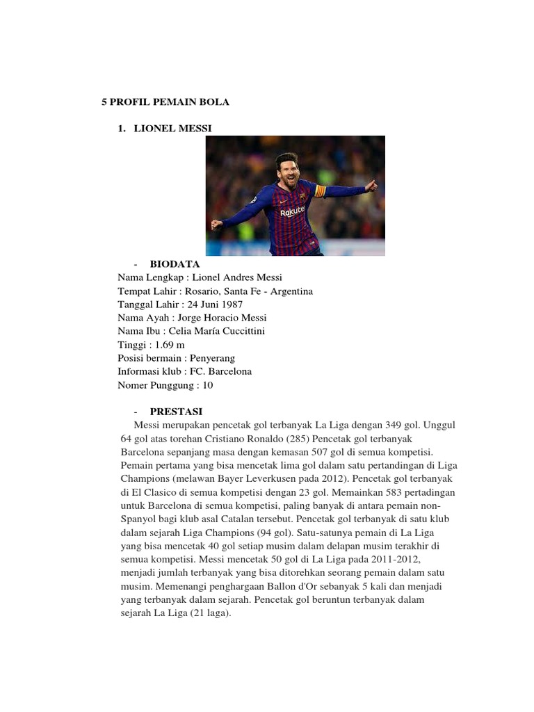 5 Profil Pemain Bola | PDF