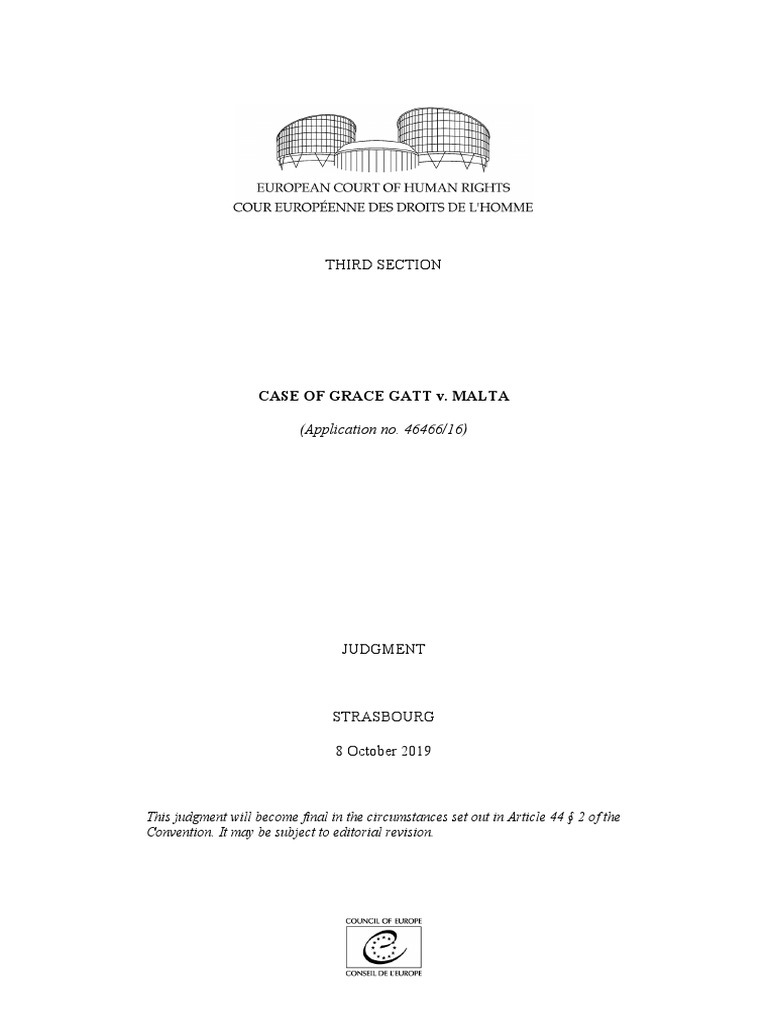 Grace Gatt Vs Malta | PDF | European Convention On Human Rights ...