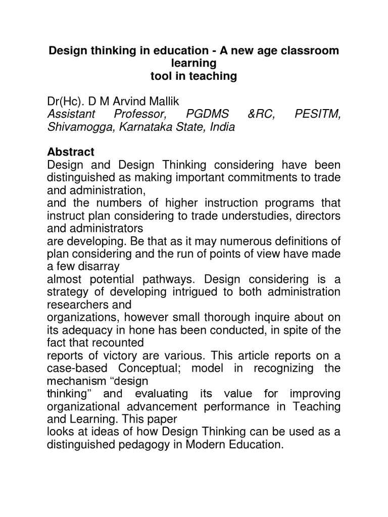 Design Thinking in Education | Download Free PDF | Design Thinking | Design
