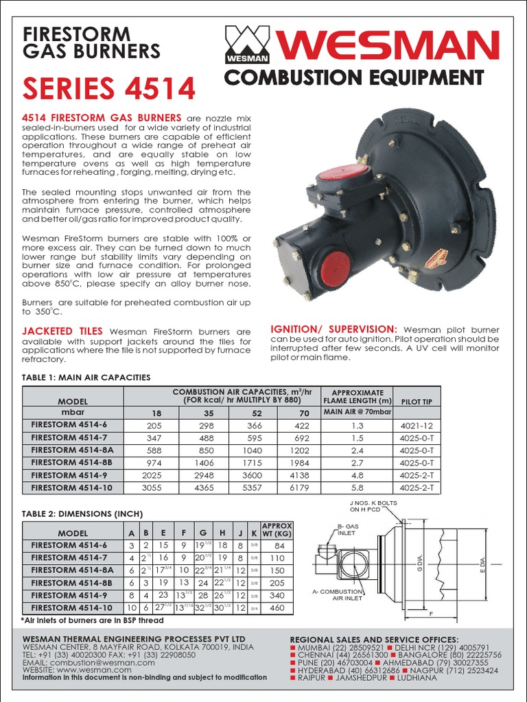 Wesman FireStorm Gas Burners Overview | PDF | Furnace | Combustion