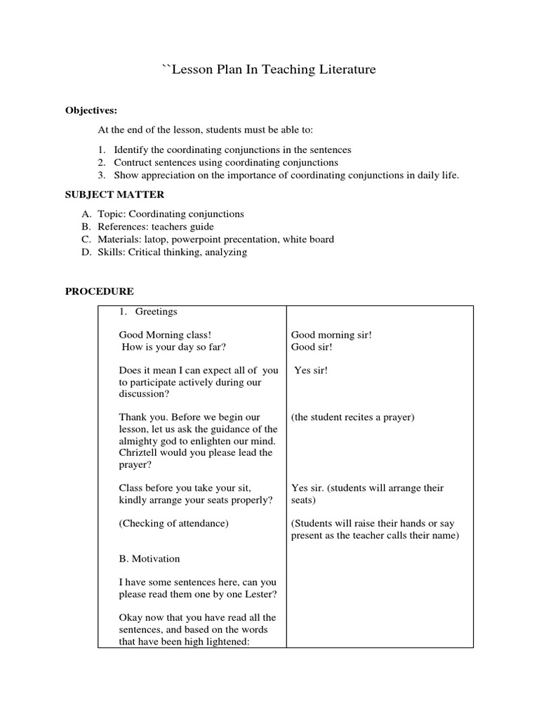 Lesson Plan in Teaching English Grammar | PDF | Linguistics | Syntax