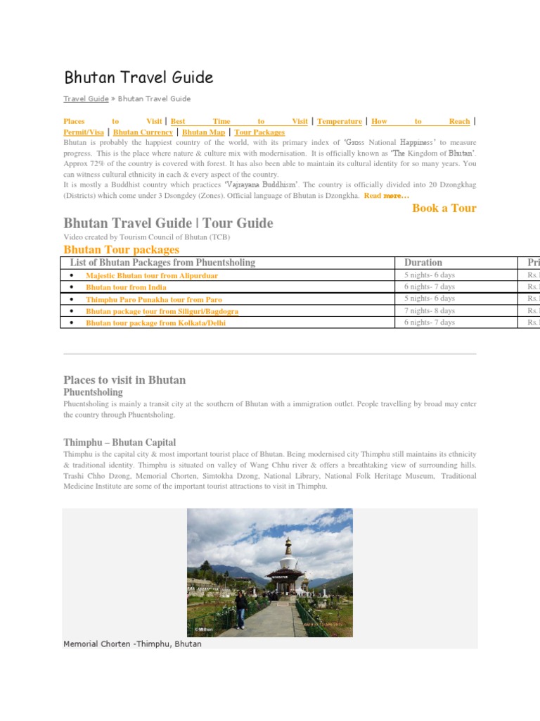 Bhutan Travel Guide | PDF | Bhutan | Nature