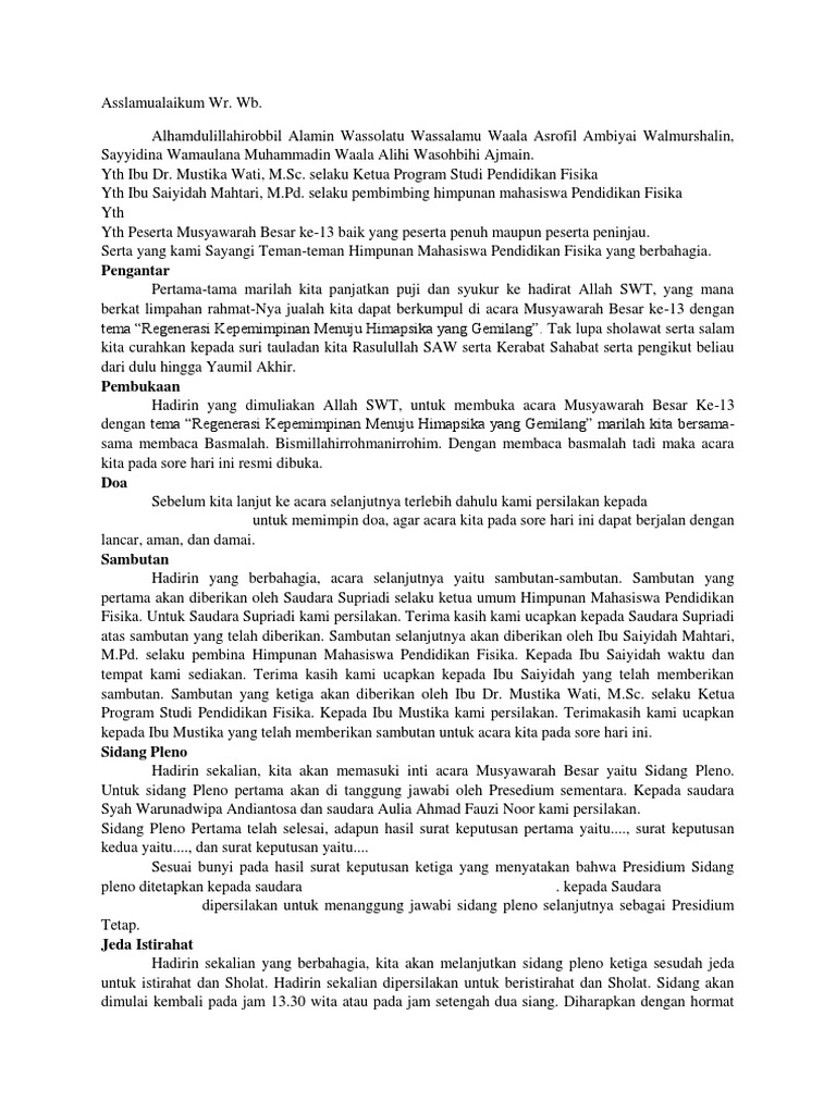 Teks MC Mubes 2019 Revisi | PDF | Agama & Spiritualitas | Gaya Hidup