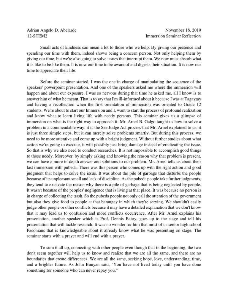 Immersion Reflection | Download Free PDF | Neuropsychology | Cognition