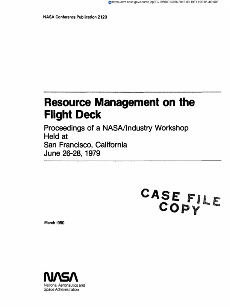 NASA Workshop Resource Management On Flight Deck PDF | PDF | Aviation ...