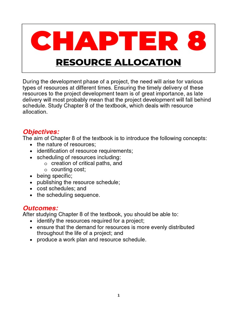 Chapter 8 Resource Allocation | Download Free PDF | Project Management ...