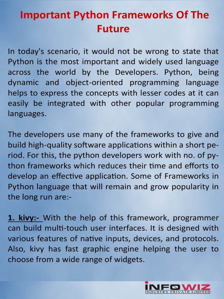 Important Python Frameworks of The Future | PDF | Python (Programming ...