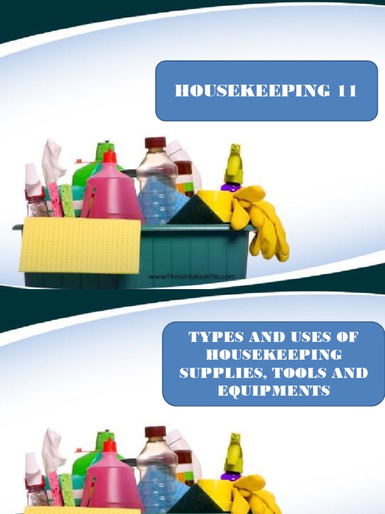 Housekeeping Supplies and Tools Overview | PDF | Housekeeping | Vacuum ...