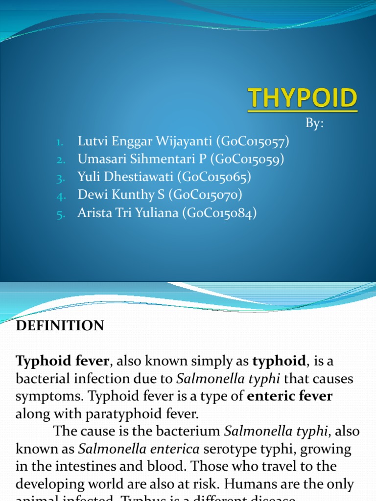 Thypoid Fever | PDF | Salmonella | Animal Diseases