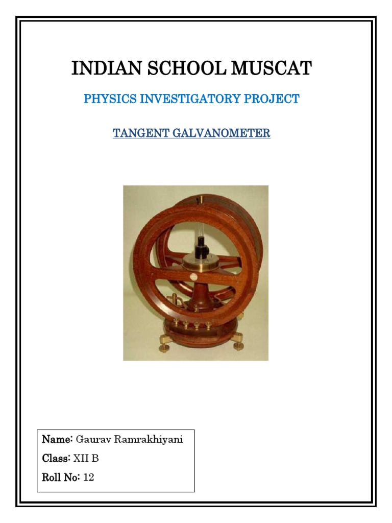 Tangent Galvanometer Project File | Download Free PDF | Earth's ...