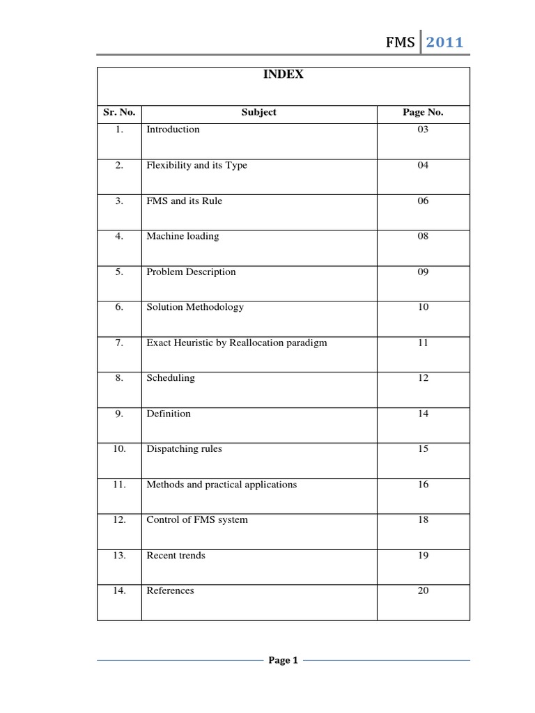 Index: Sr. No. Subject Page No | Download Free PDF | Operations ...
