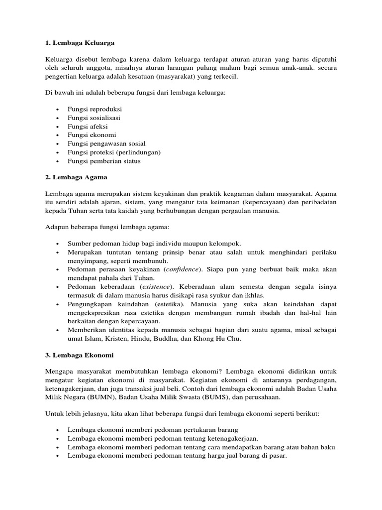 Jenis Jenis Lembaga | PDF