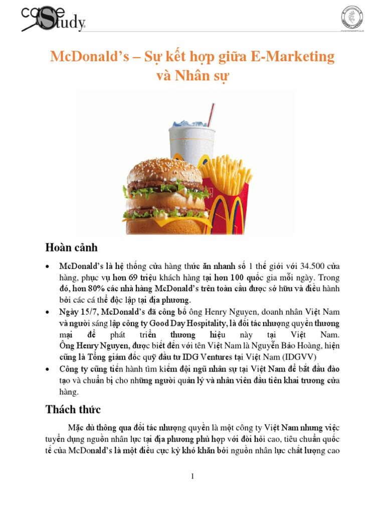 Mini Case Study Về McDonalds | PDF