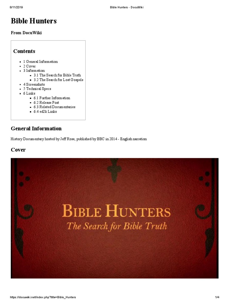 Bible Hunters - DocuWiki | PDF | Bible | Early Christianity