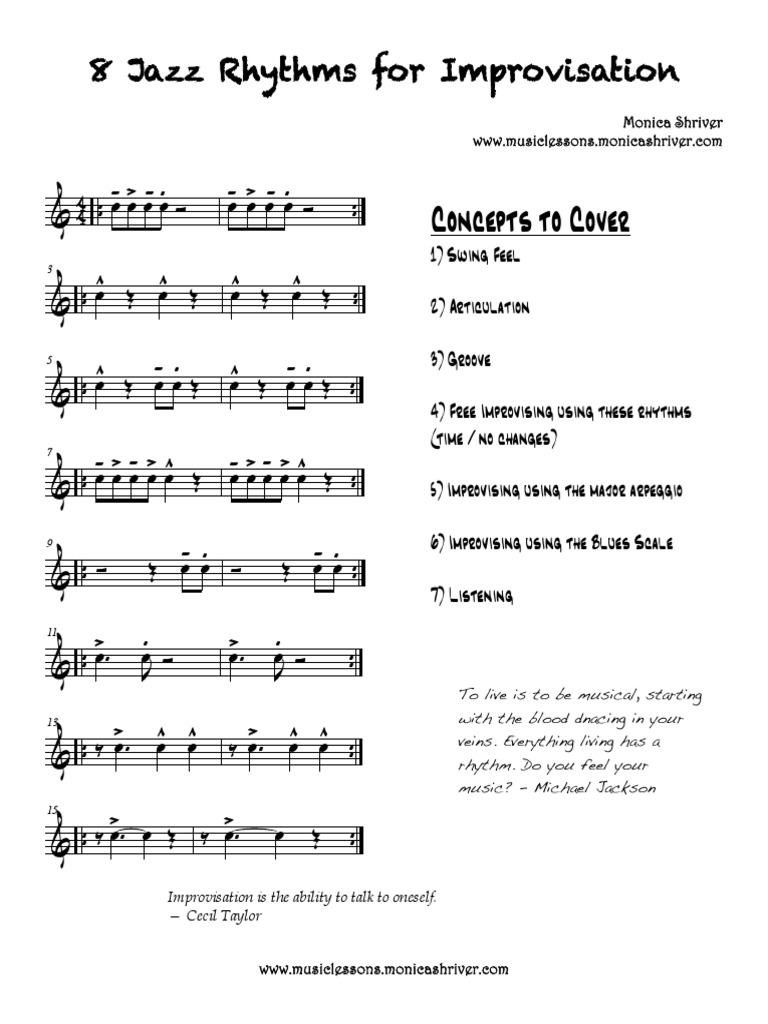 8 Jazz Rhythms For Improvisation | PDF